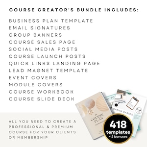 Course Creator Template Bundle, CANVA Templates, Course Toolkit, Sales ...