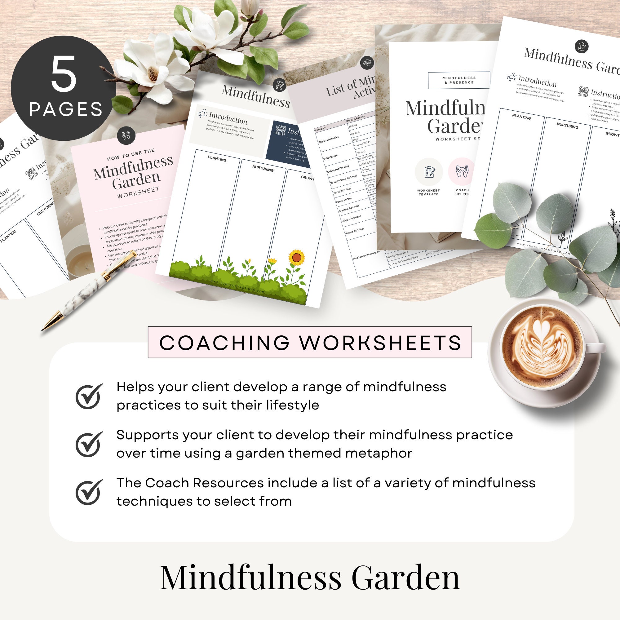 Mindfulness Worksheet Canva Template, Wellness Wellbeing Present, Life ...