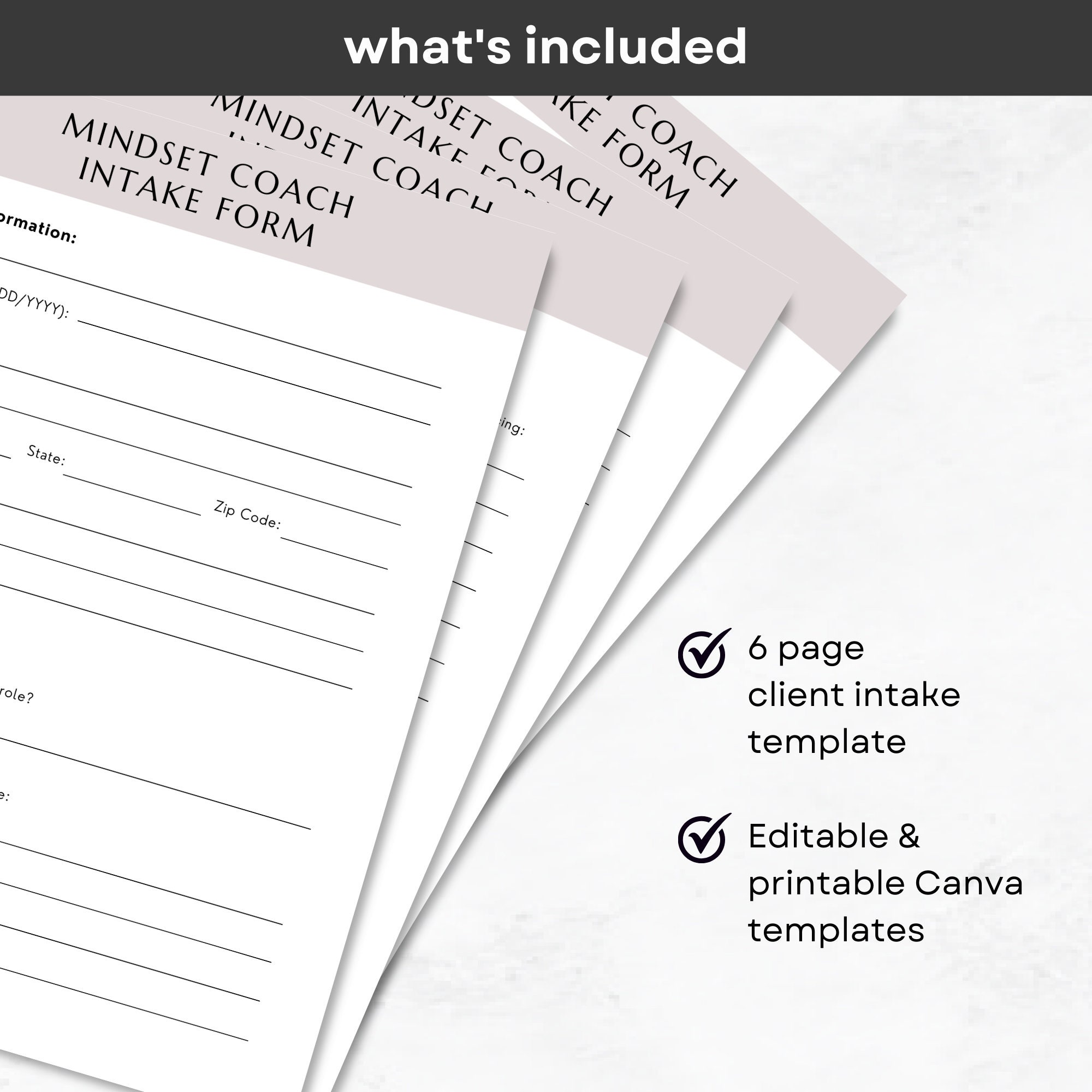 Mindset Coach Intake Form, Canva Template, Client Onboarding ...