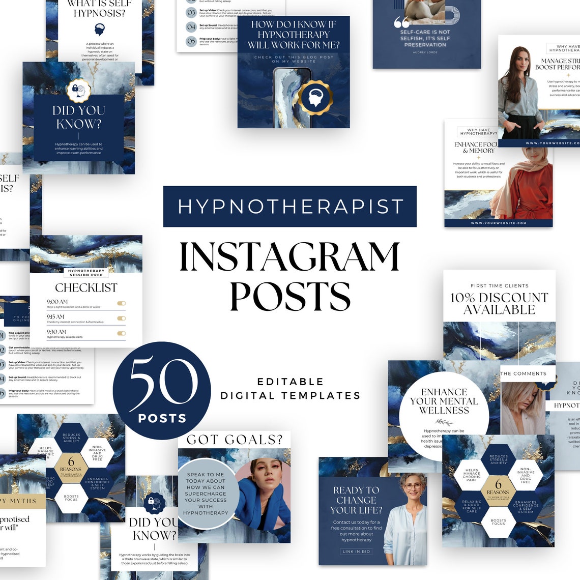 Hypnotherapy Insta Posts Canva Template, Hypnotherapist Instagram IG ...