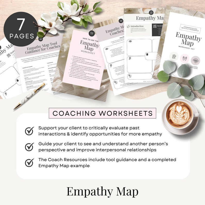Coaching Worksheet Empathy Map, Canva Template, Relationship Building ...