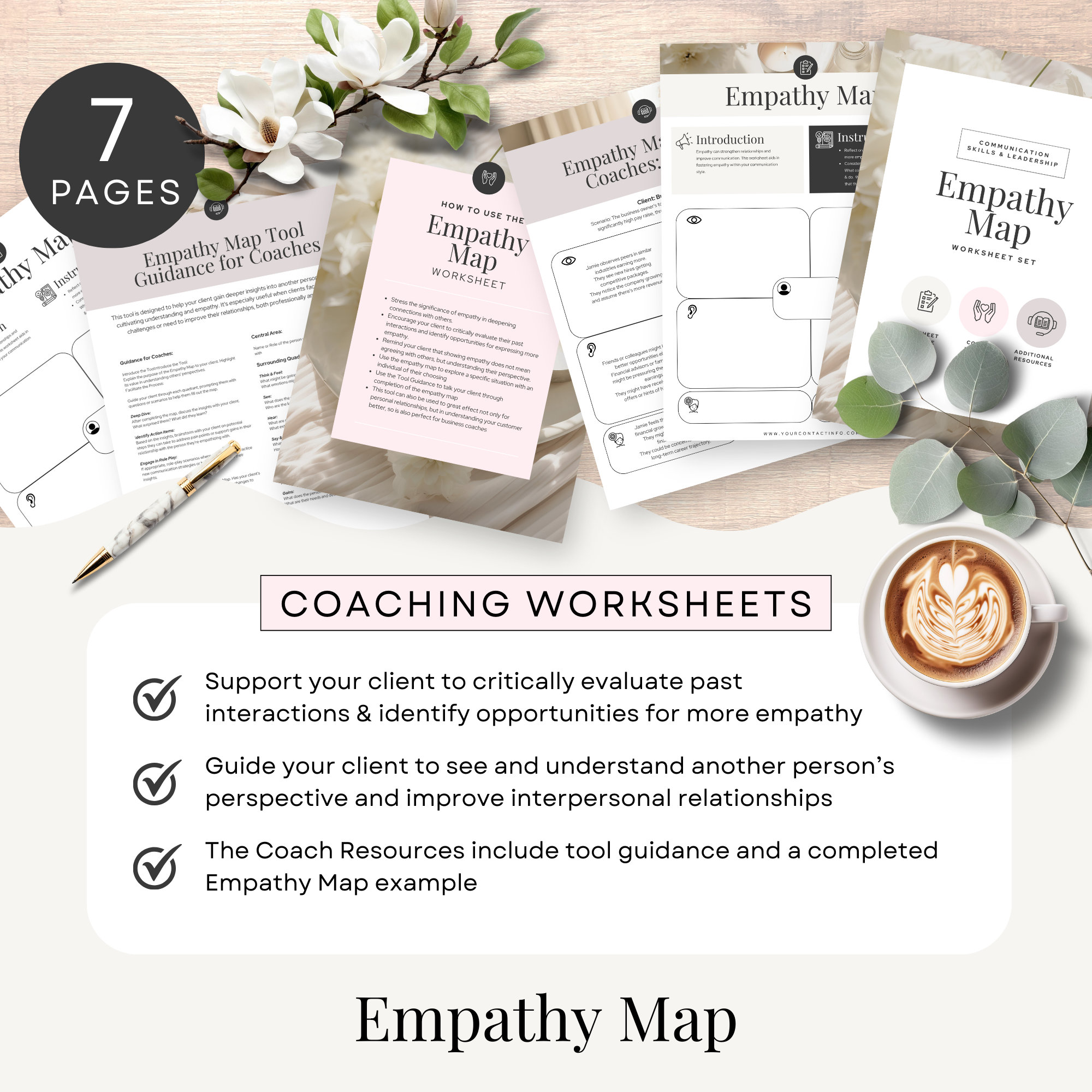 Coaching Worksheet Empathy Map, Canva Template, Relationship Building ...