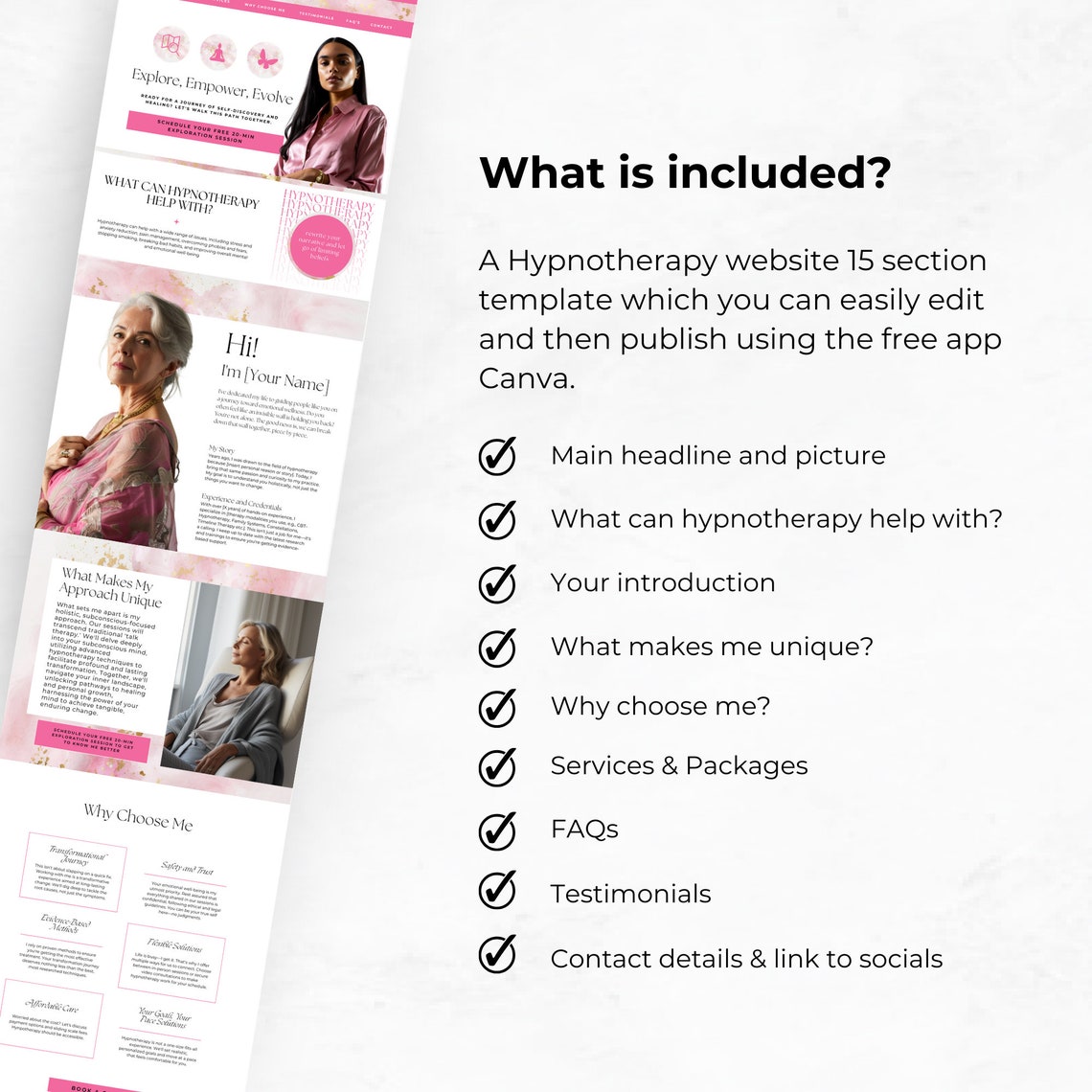 Hypnotherapist Canva Starter Website Template, Hypnotherapy Landing ...