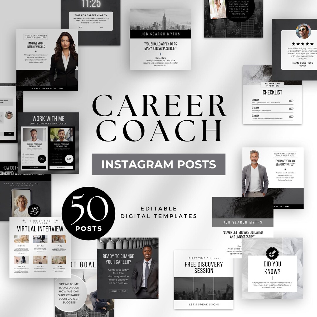 Career Coach Insta Posts Canva Template Instagram Career Transition ...
