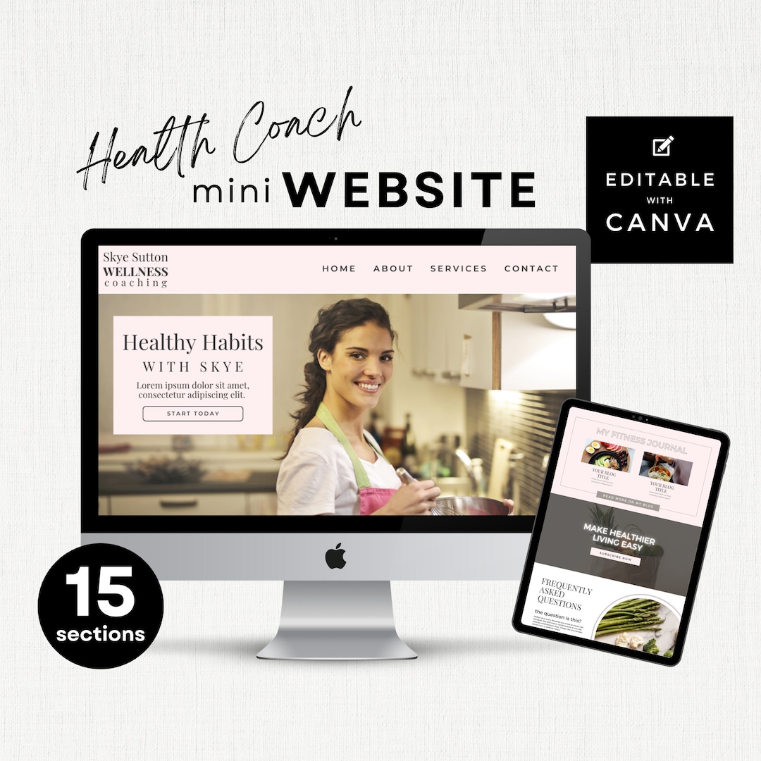 Health Coach Canva Website Template, Coaching Landing Page, Wellness ...
