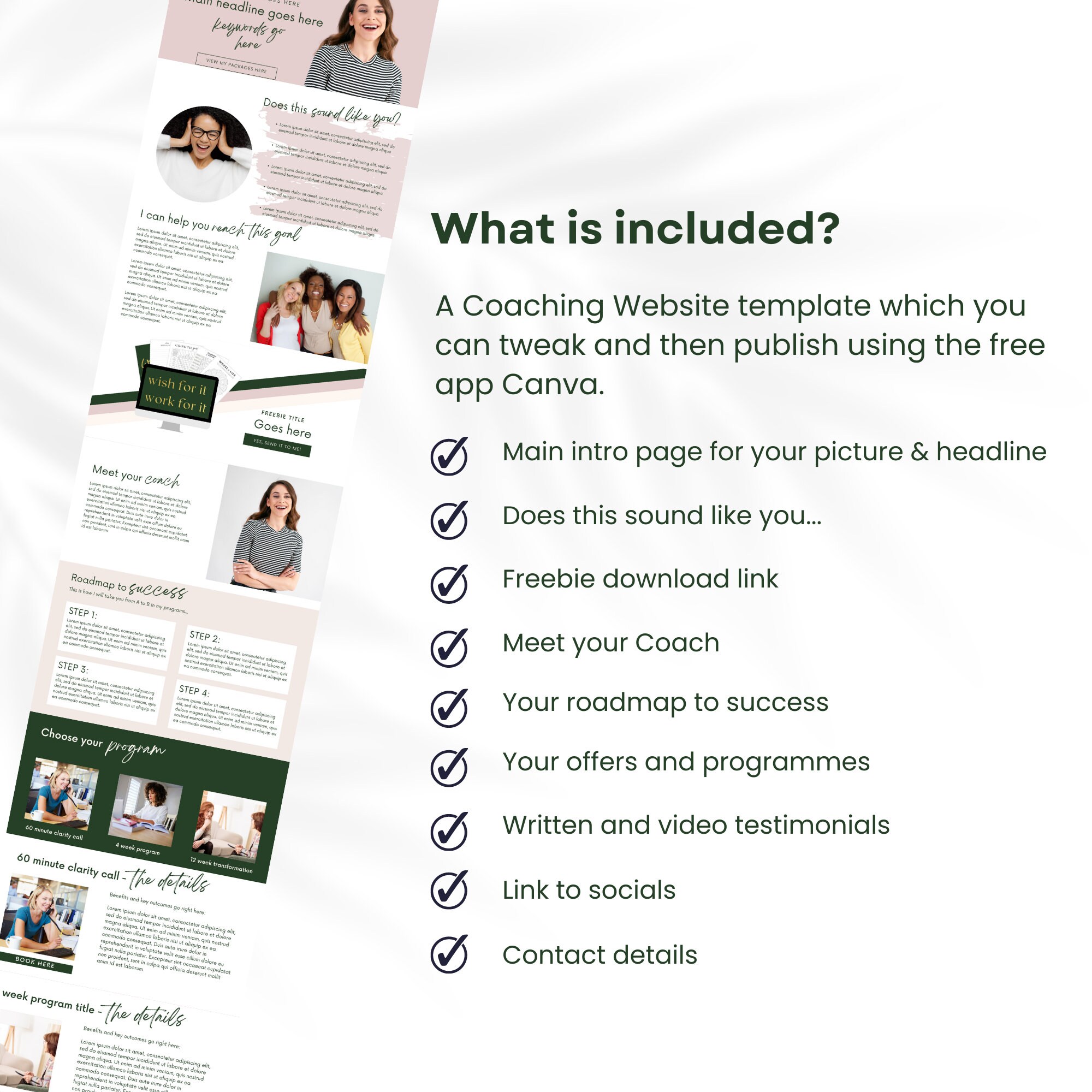 Coaching Website Template Canva, DIY WEBSITE, Canva Web Template for ...