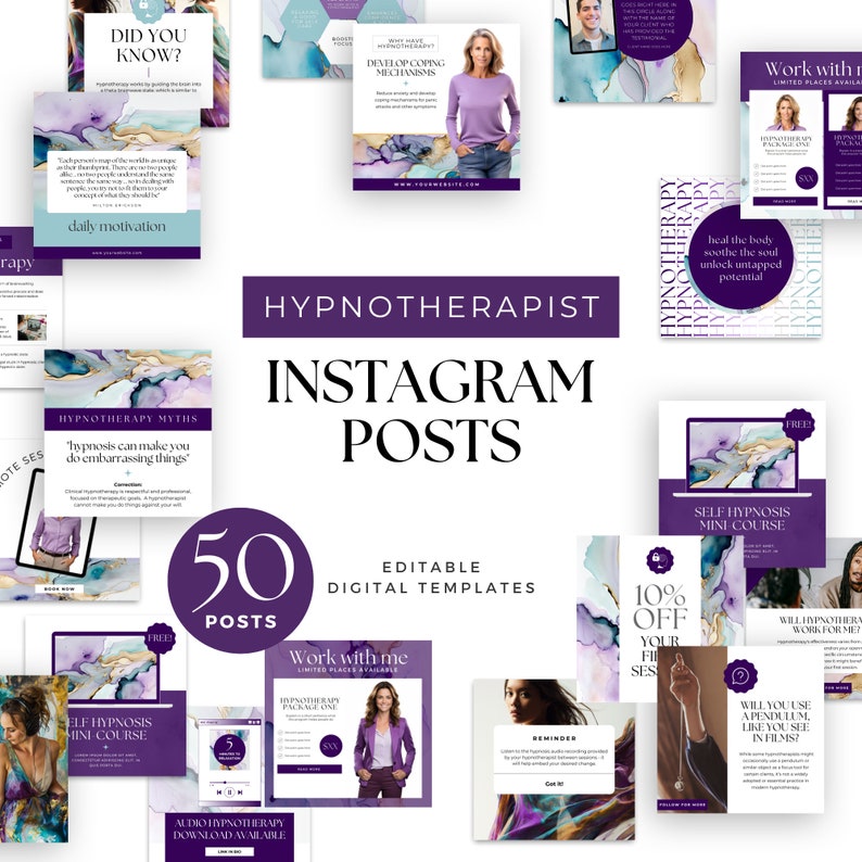 Canva Template for Hypnotherapy Social Media Posts, Hypnosis Instagram ...