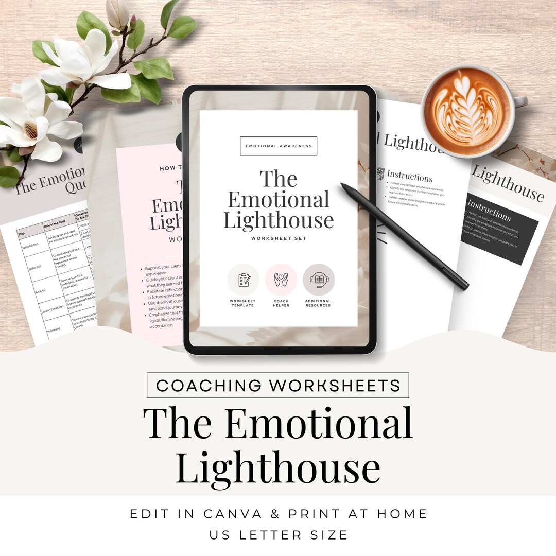 Emotional Lighthouse Worksheet Canva Template, Wellness Wellbeing, Life ...