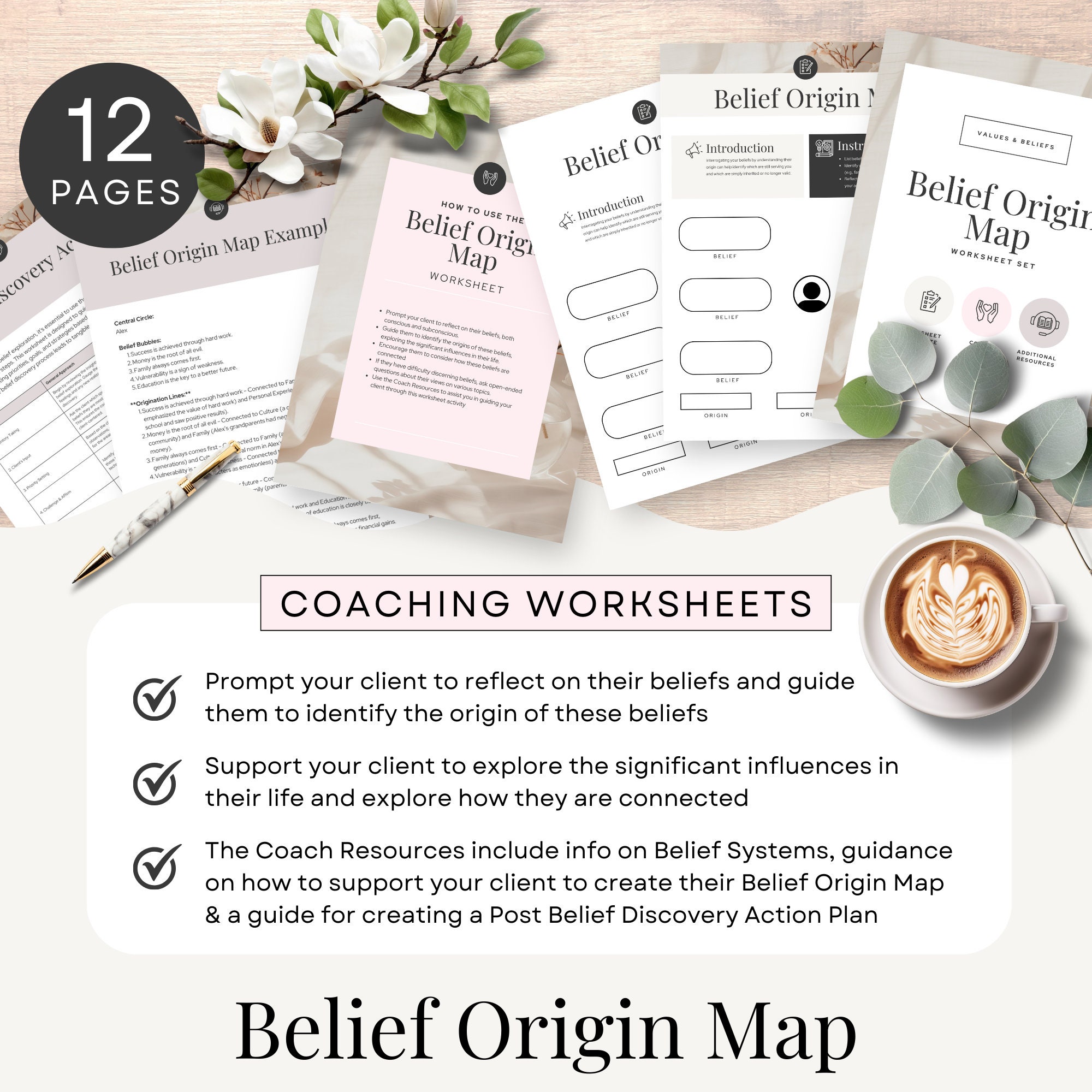Coaching Worksheet Canva Template Belief Origin Map - Etsy