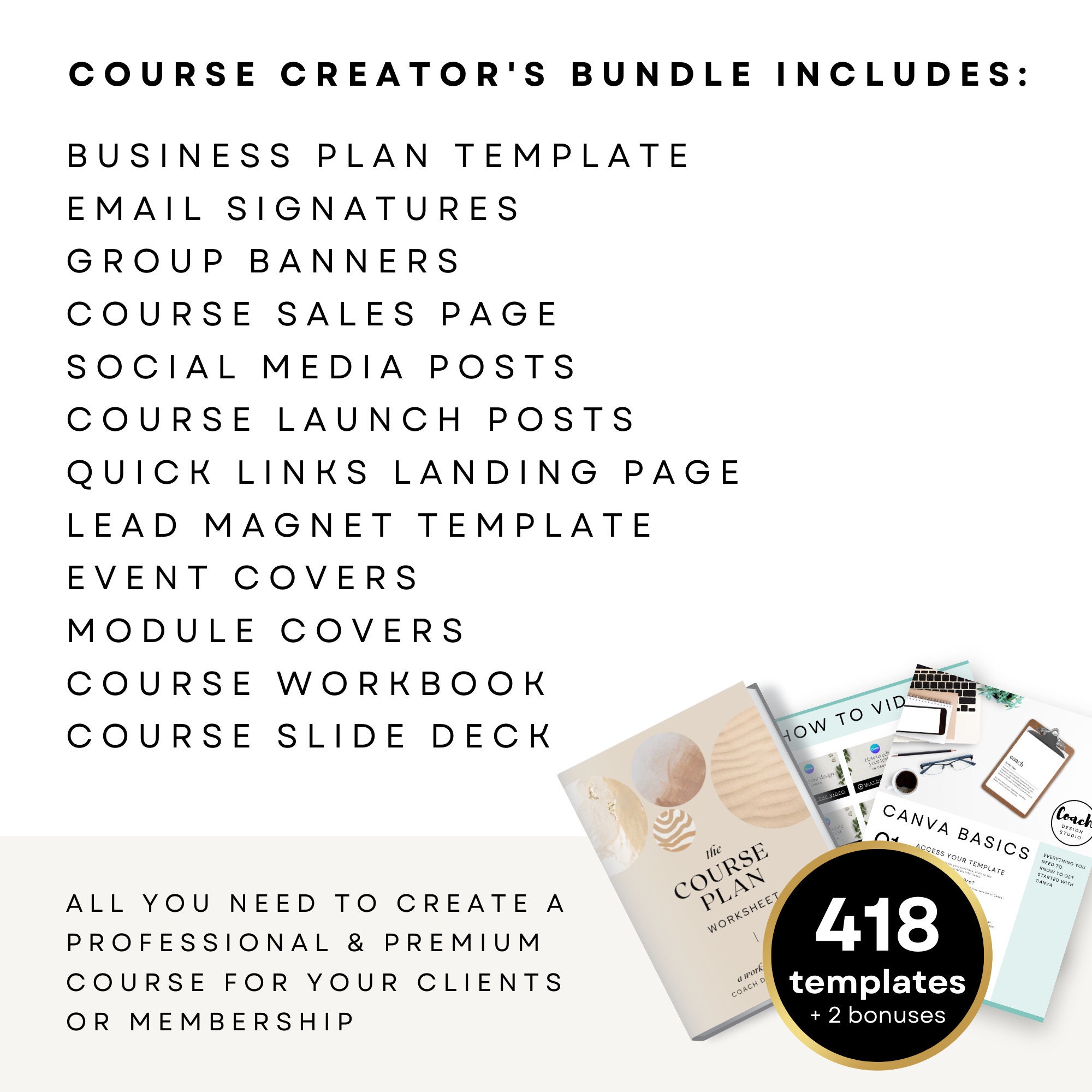 Course Creator Template Bundle, CANVA Templates, Course Toolkit, Sales ...