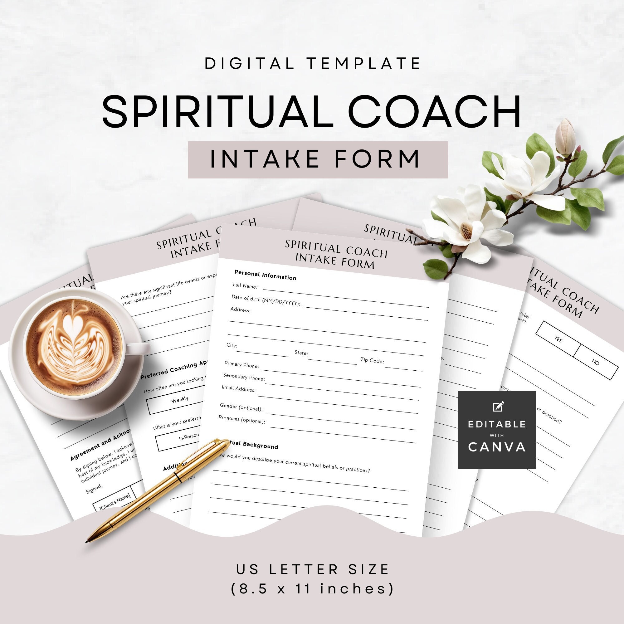Spiritual Coach Intake Form Canva Template, Client Onboarding, Customer ...