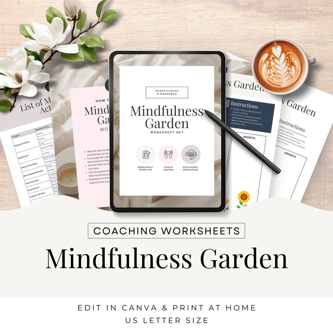 Mindfulness Worksheet Canva Template, Wellness Wellbeing Present, Life ...