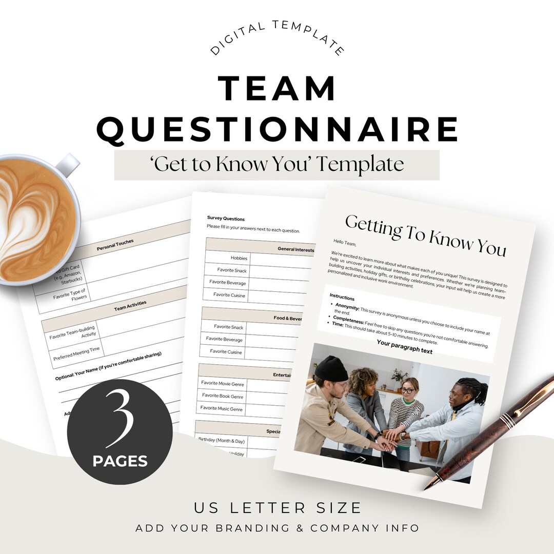 Getting to Know My Team Questionnaire Canva Template Co-worker ...