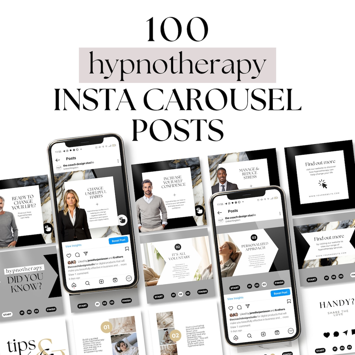 Insta Carousel Posts for Hypnotherapy, IG Engagement Editable Canva ...