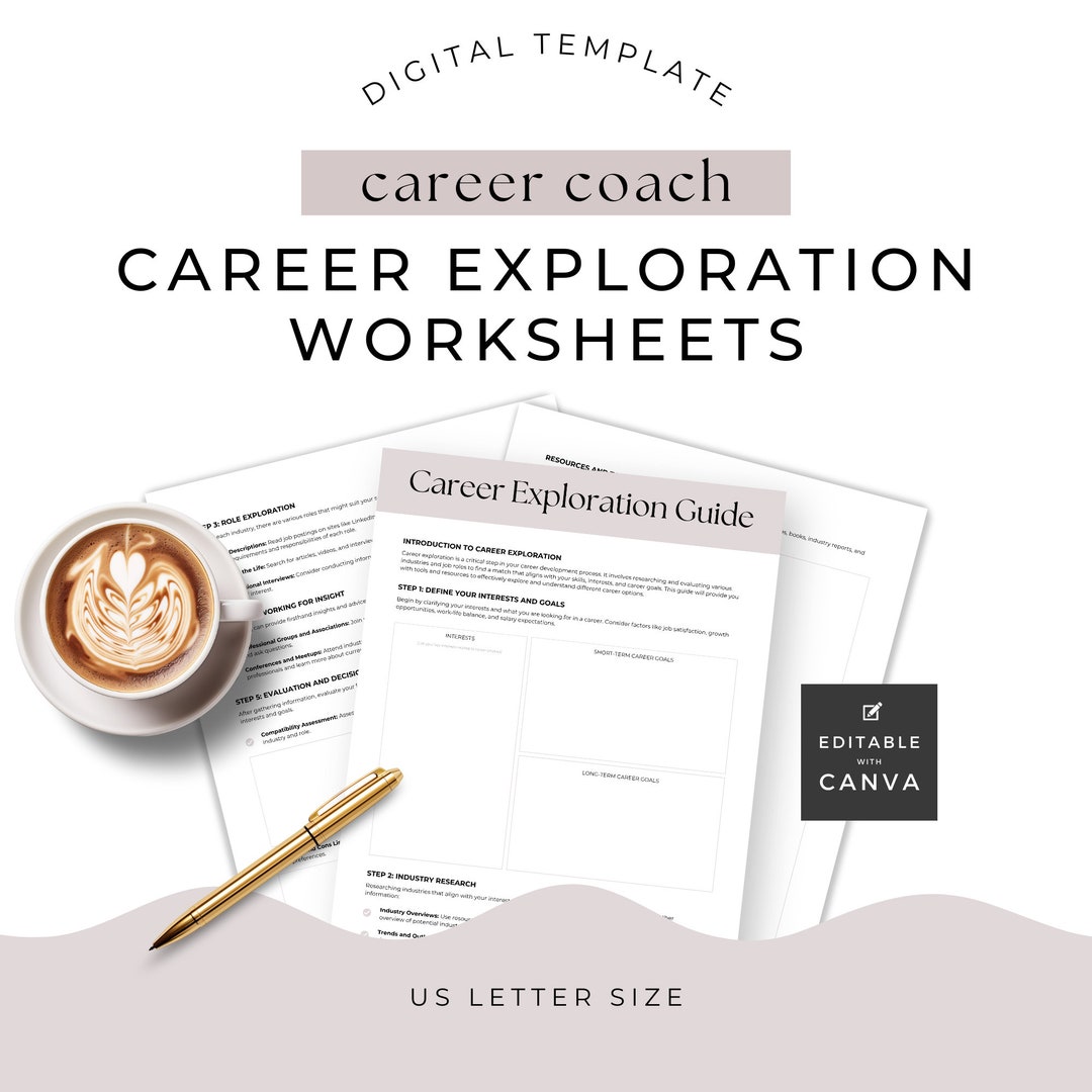 Career Exploration Worksheet Career Coach Handout Canva Template ...