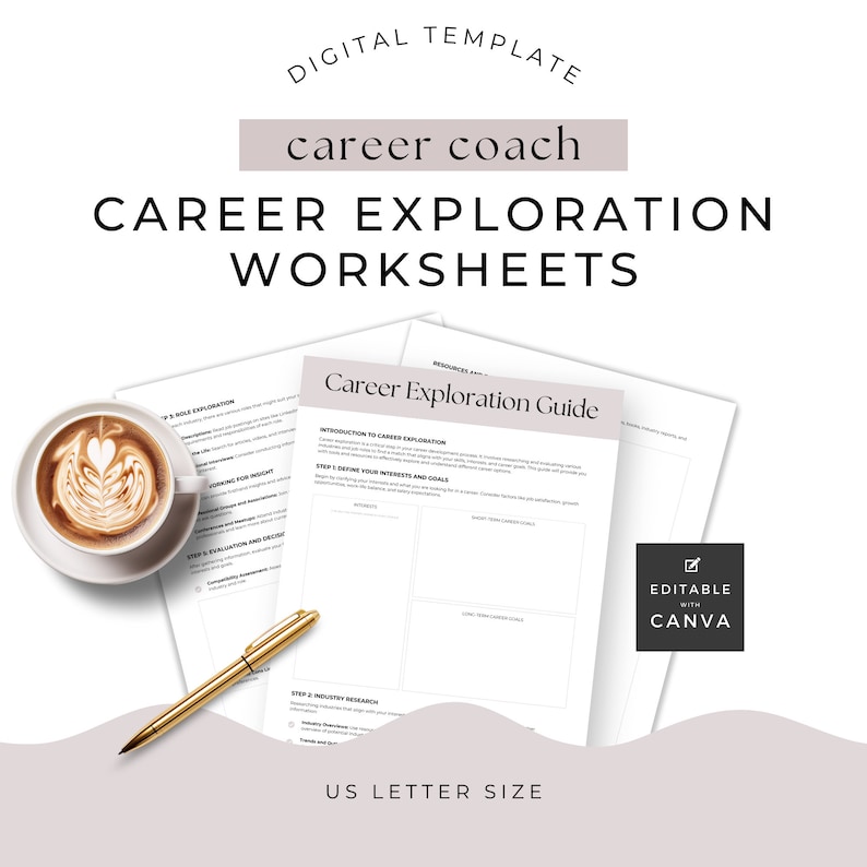 Career Exploration Worksheet Career Coach Handout Canva Template ...