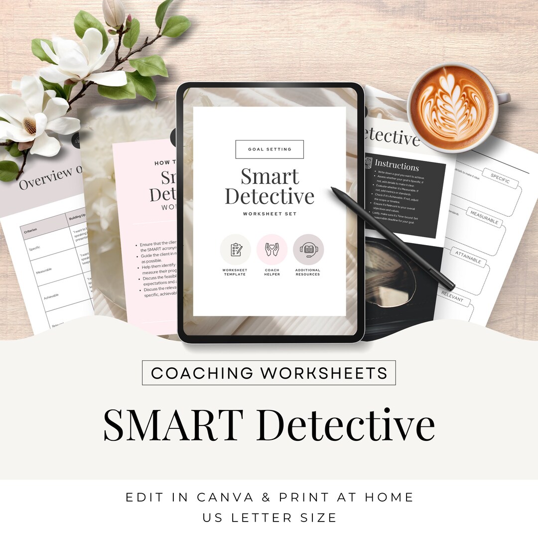 Life Coaching Worksheets SMART Goal Planner, Canva Template Self ...