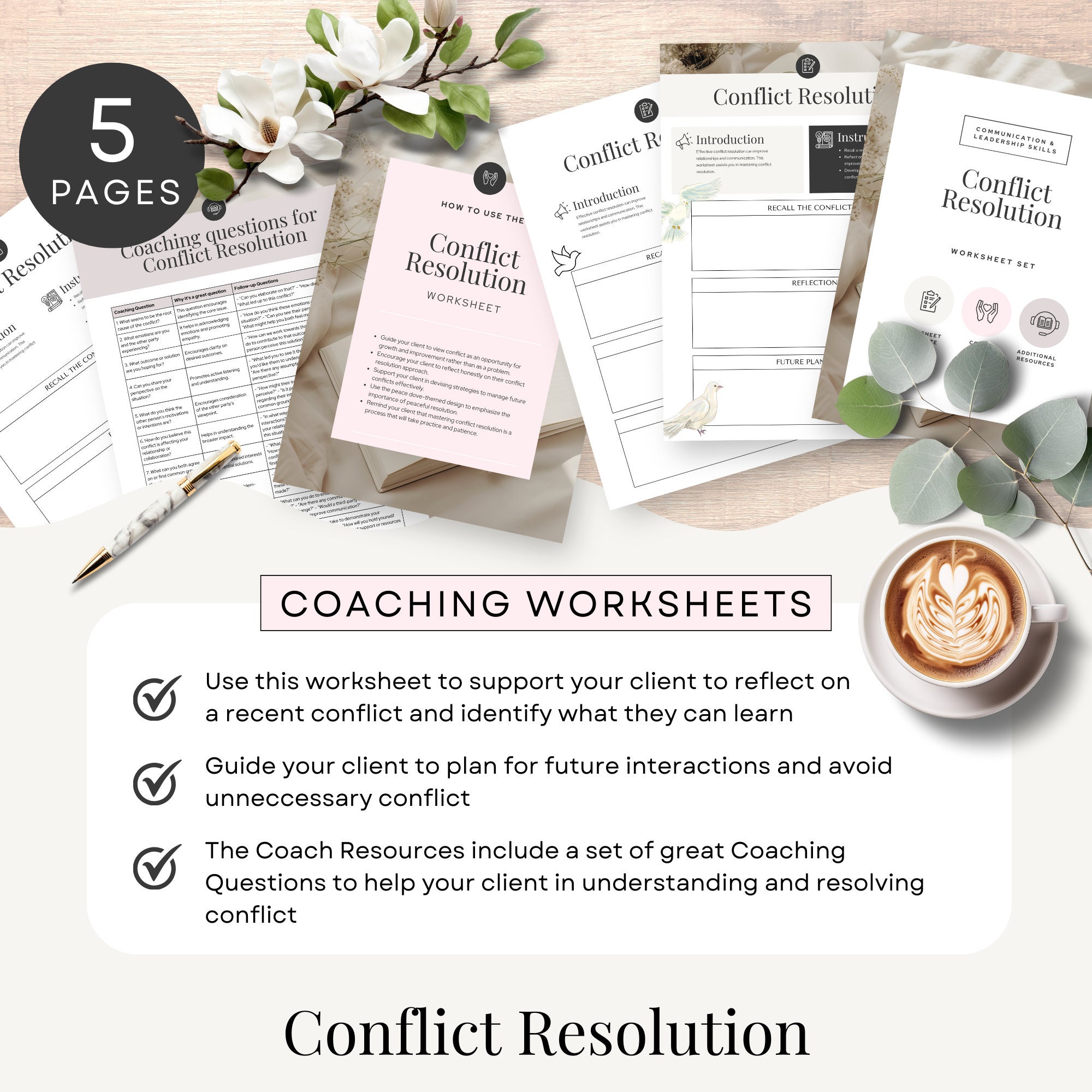 Coach Worksheet Canva Template, Conflict Resolution, Communication and ...