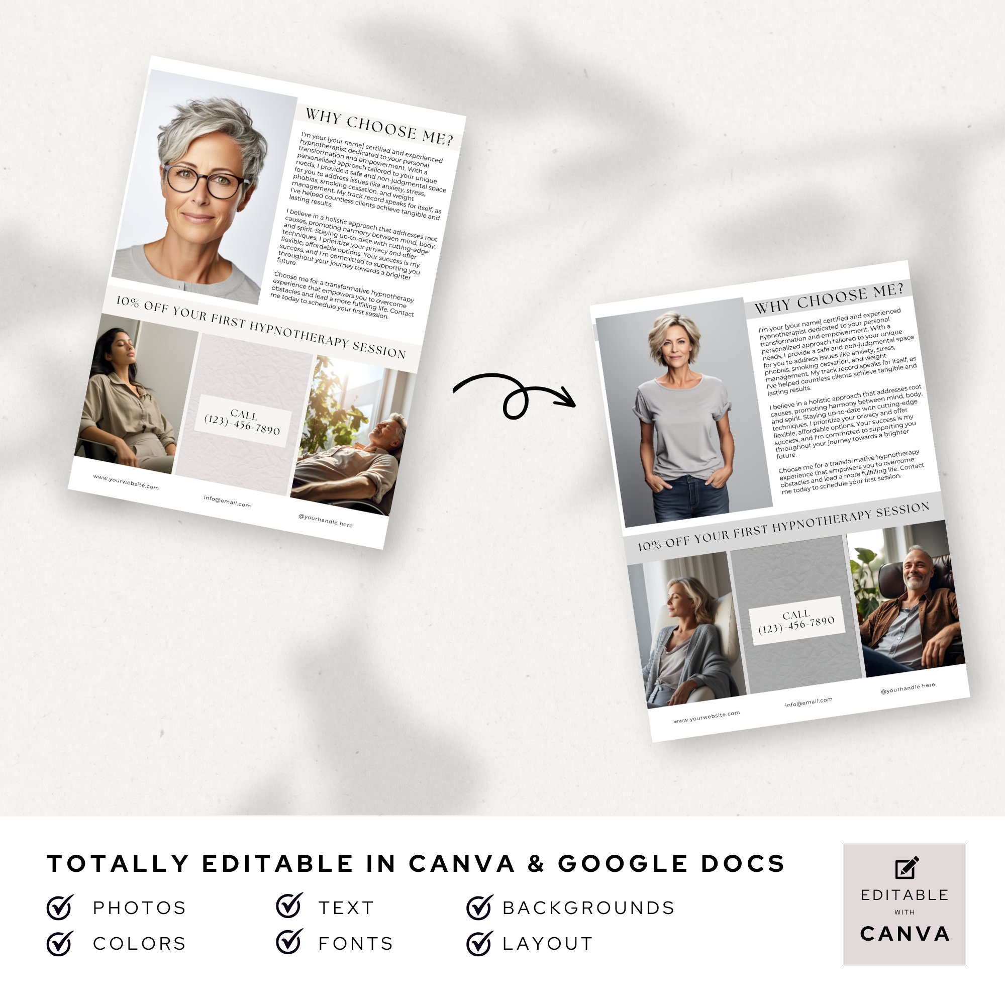 Hypnotherapy Flyer Canva Template, Hypnotherapist Marketing, Hypnosis ...