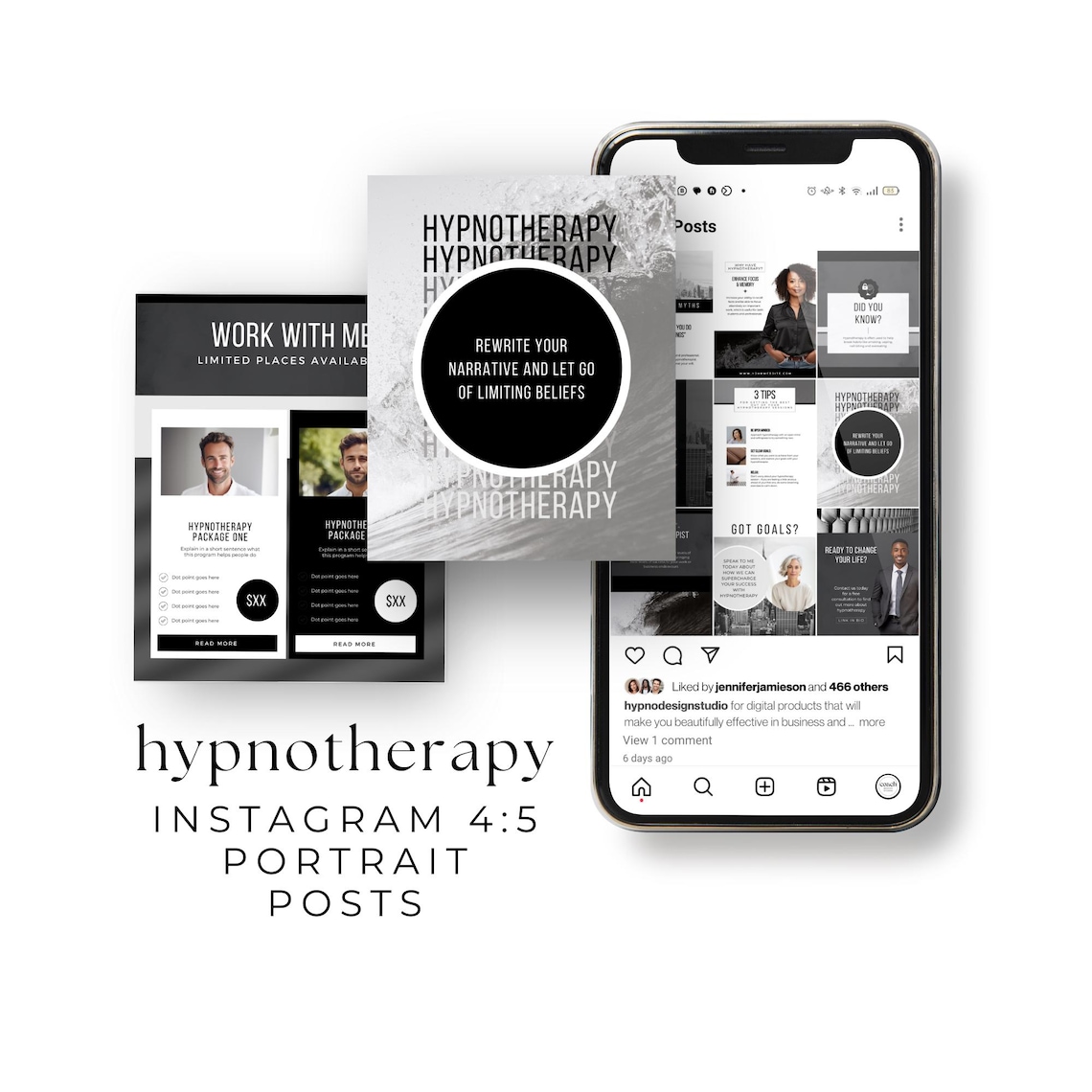 Hypnotherapy Insta Posts Canva Template Hypnotherapist Instagram IG ...
