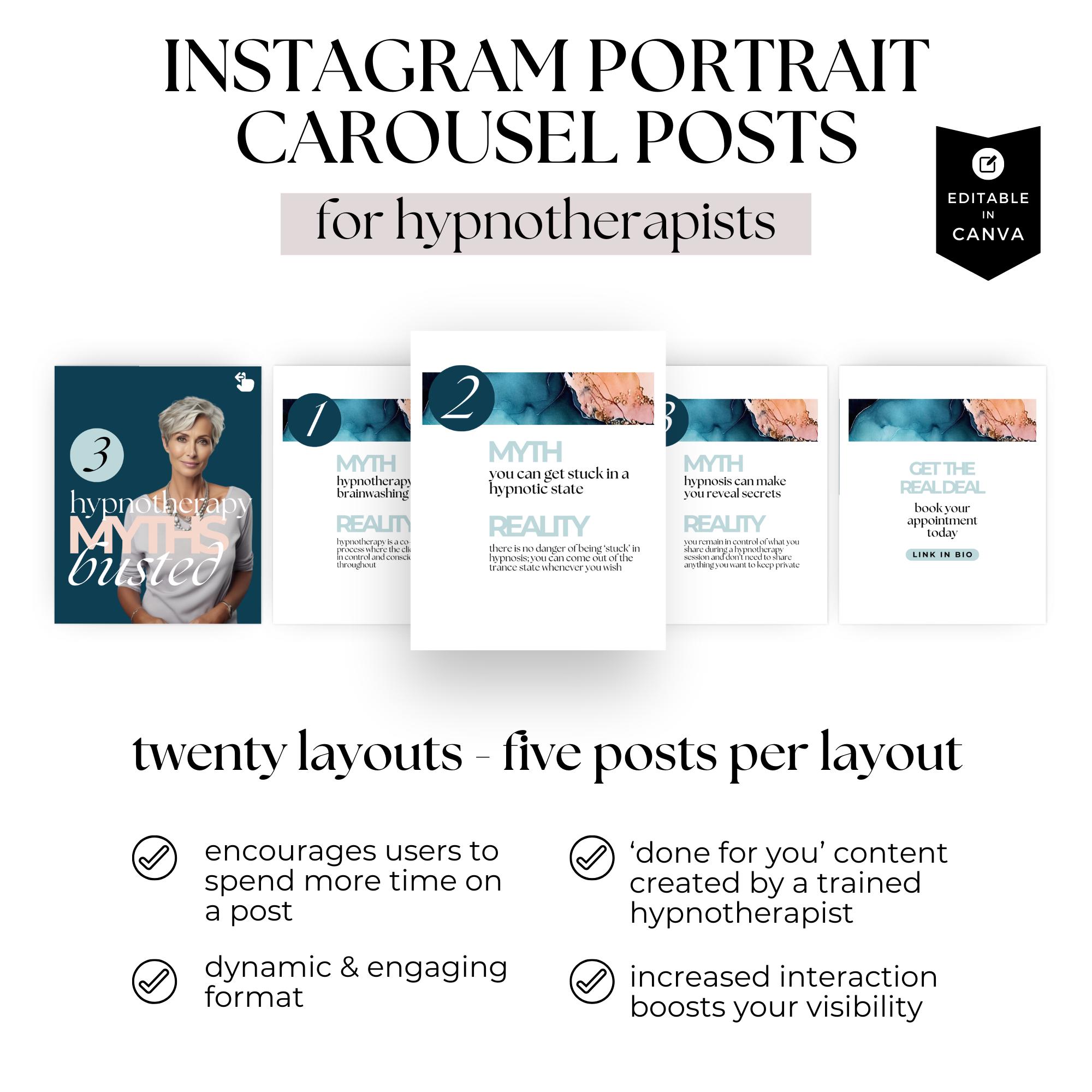 Insta Portrait Carousel for Hypnotherapist Instagram Engagement ...