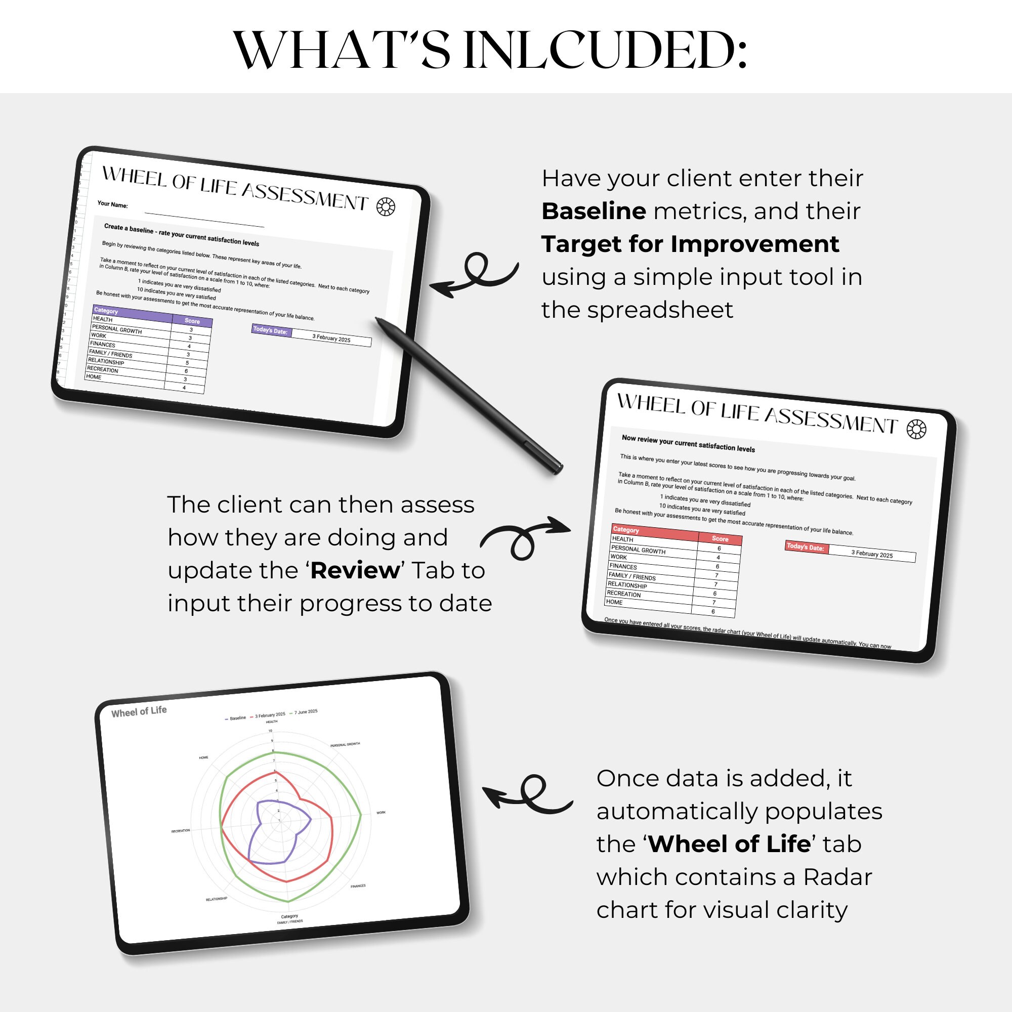 Wheel of Life Google Sheet Template for Coaches Client Life Balance ...