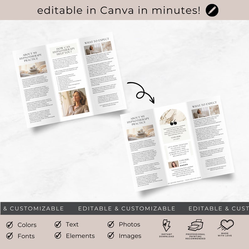 Hypnotherapy Tri Fold Leaflet Canva Template, Hypnotherapist Marketing ...