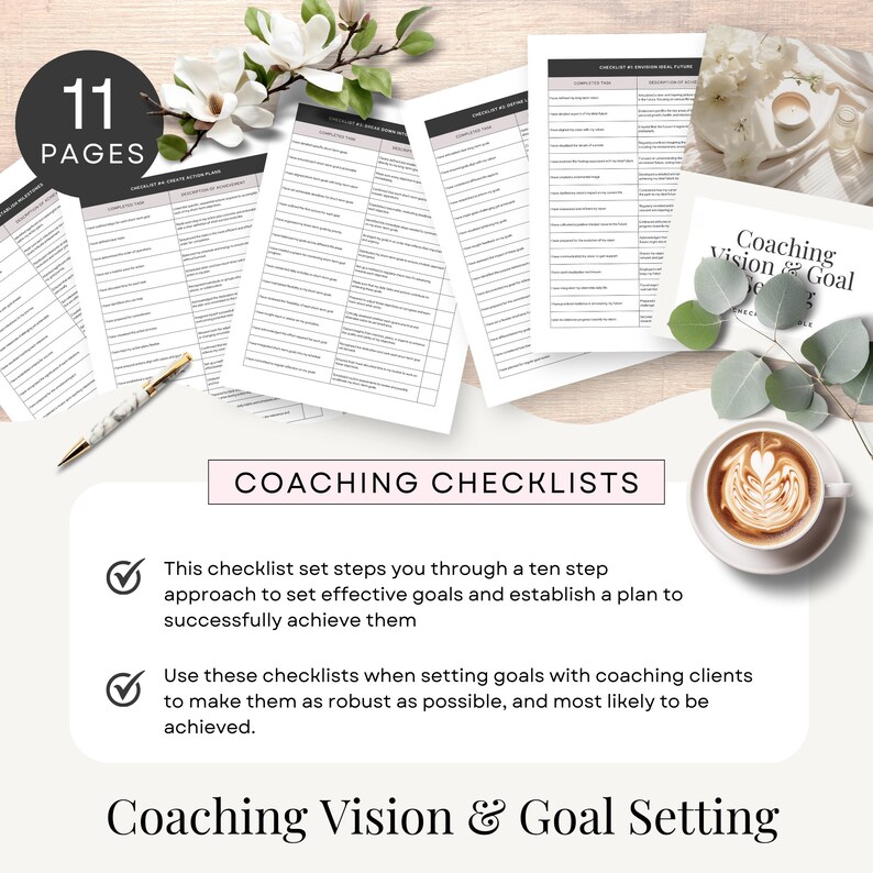 Goal Setting Checklist Bundle Printable Worksheets Set Canva Template ...