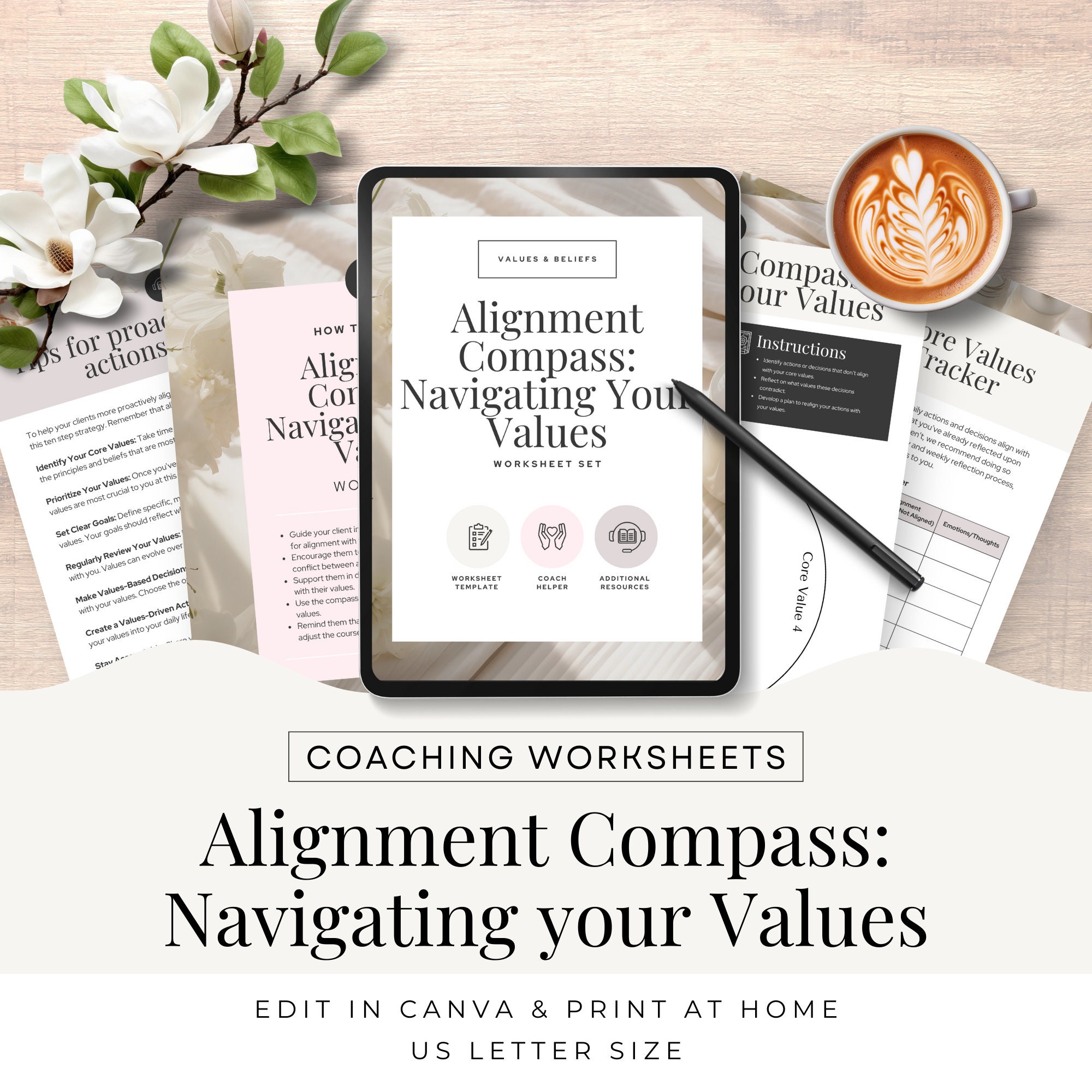 Navigating Values Worksheet, Aligned Decision Making, Canva Template ...