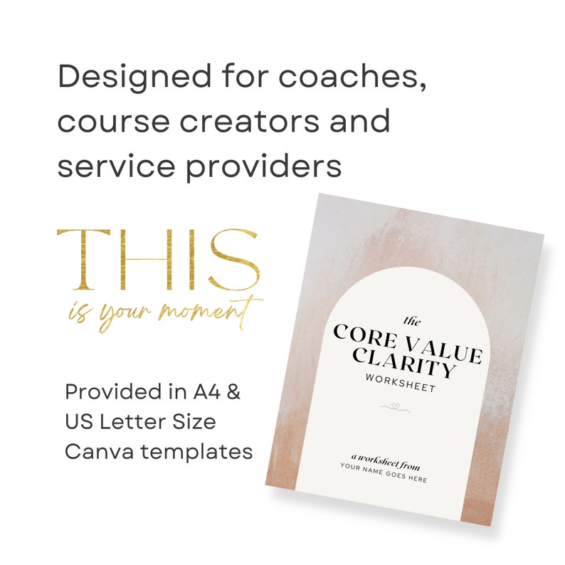 Core Value Clarity Worksheet, Done for You Freebie, Lead Magnet ...