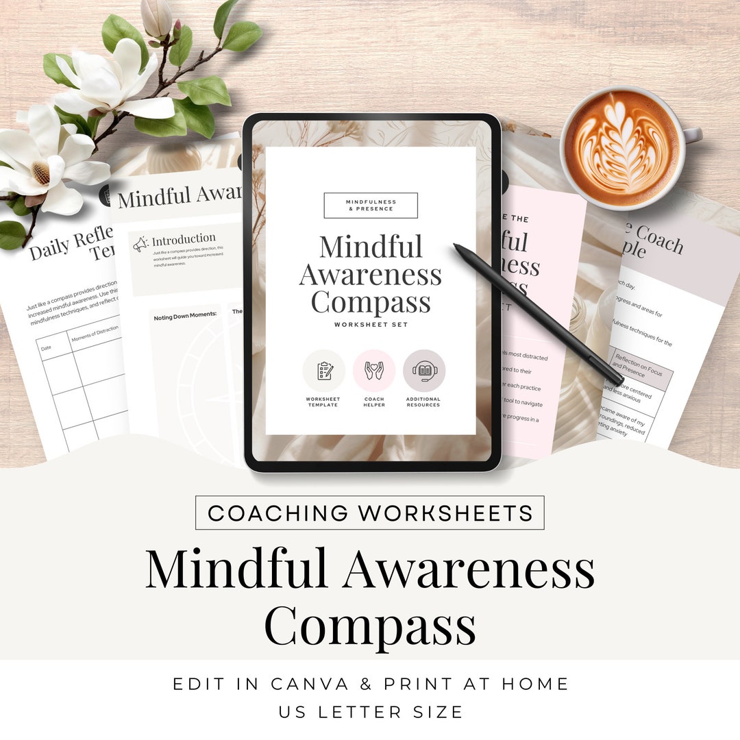 Mindfulness Awareness Worksheet Canva Template, Wellness Wellbeing ...