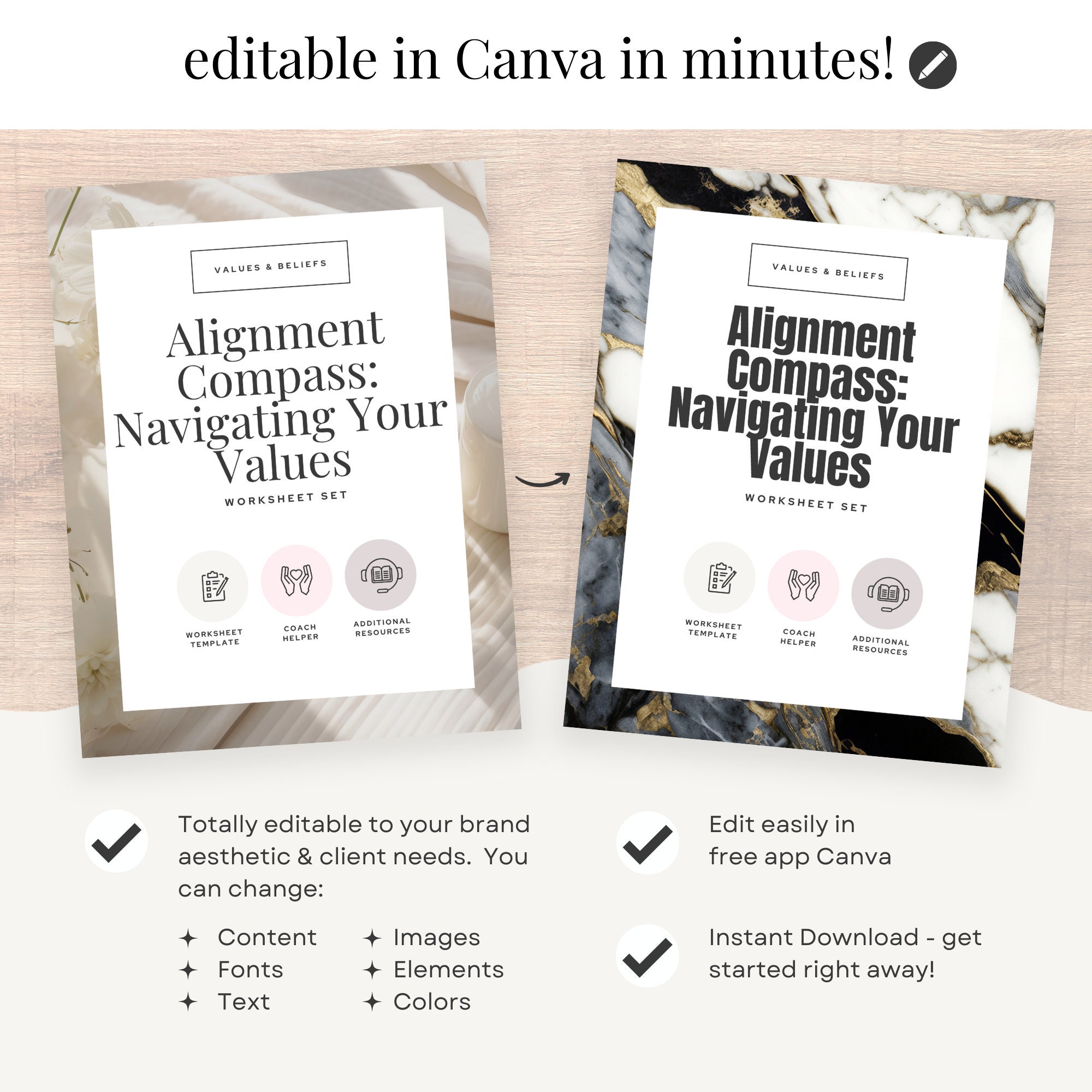 Navigating Values Worksheet, Aligned Decision Making, Canva Template ...