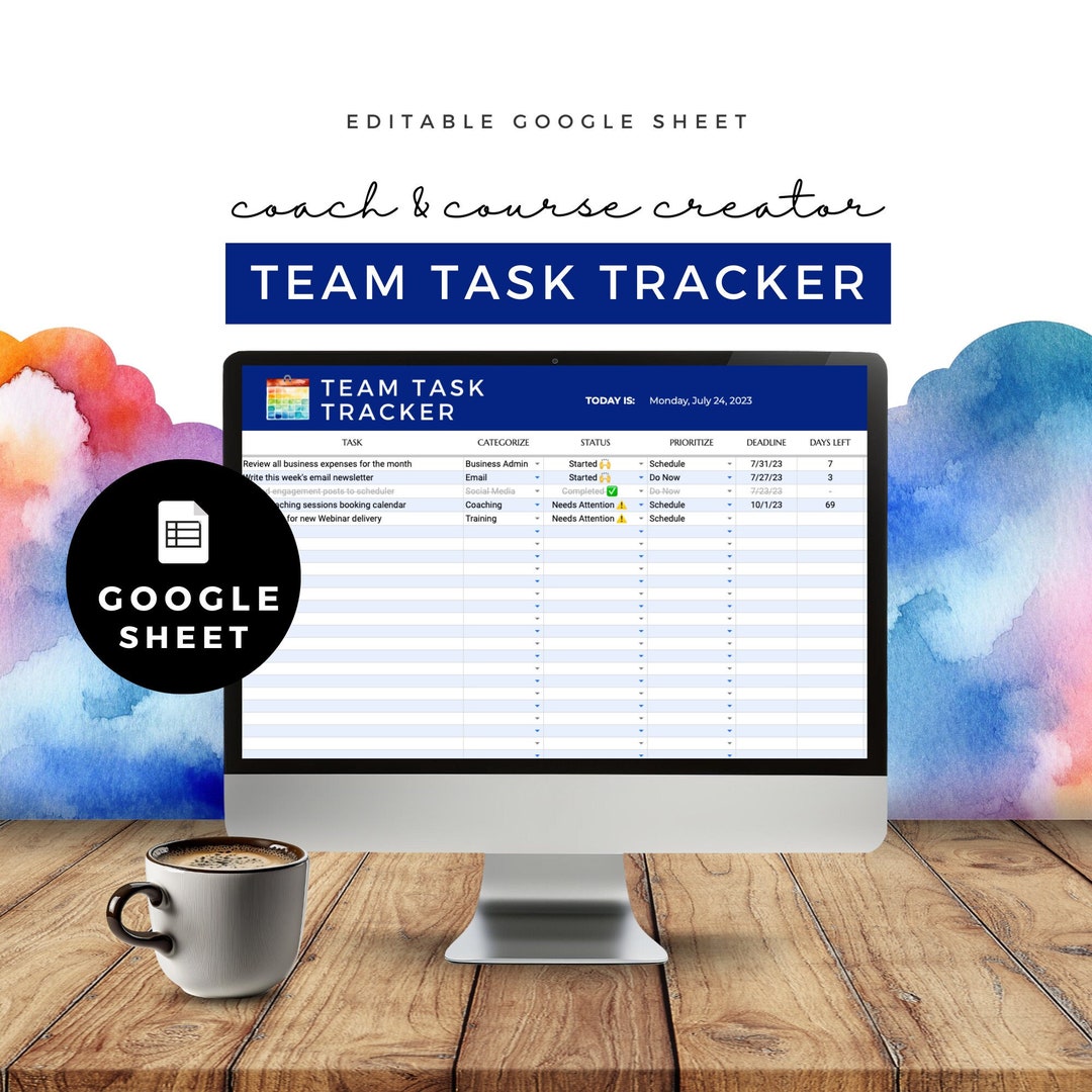 Team Manager Spreadsheet, Task Tracker Google Sheet Template for Small ...