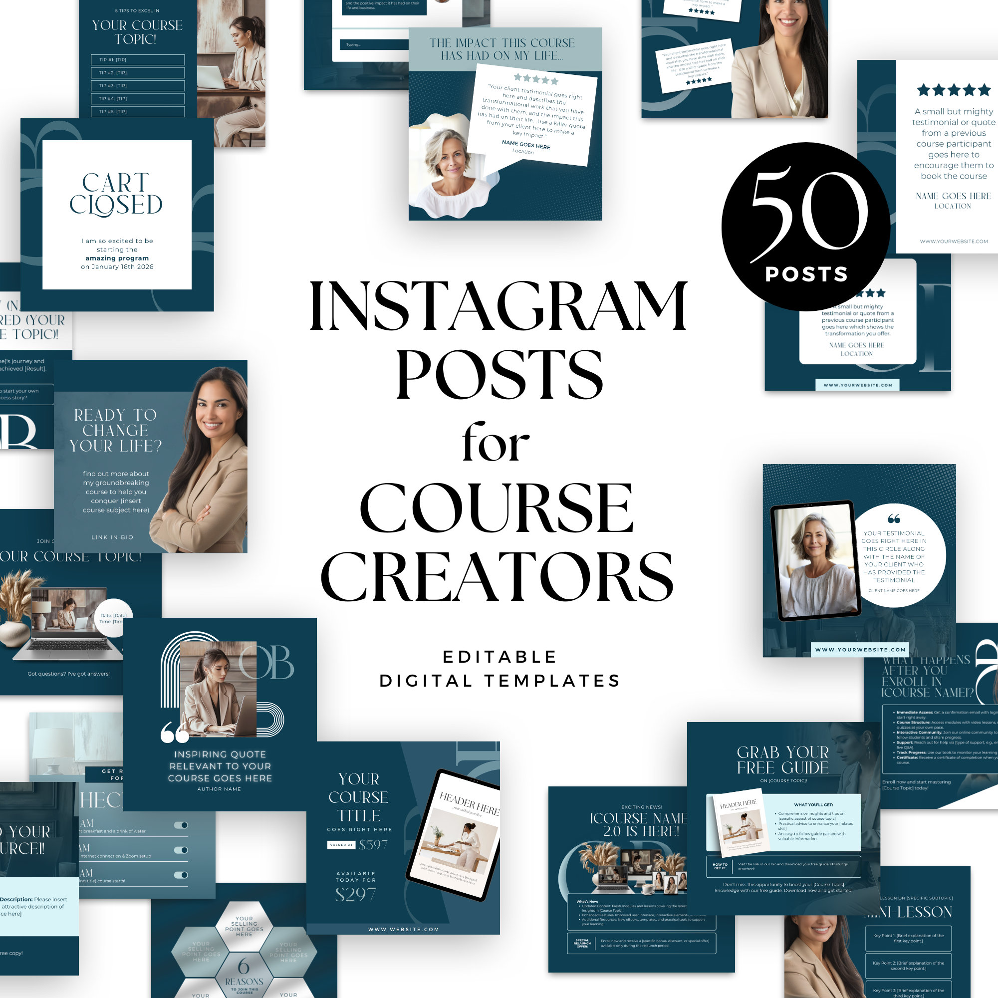 Insta Posts for Course Creators Canva Template Digital Entrepreneur ...