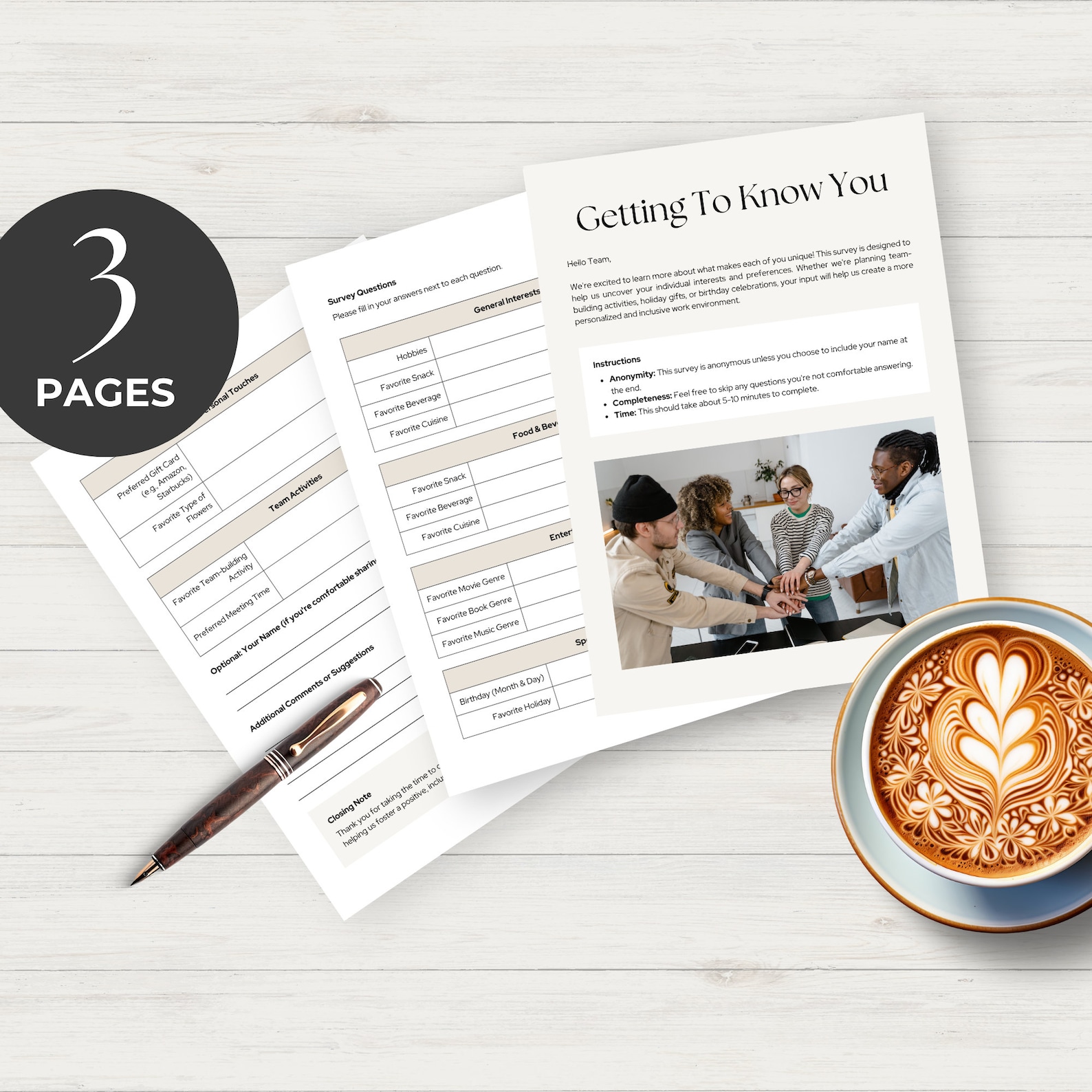 Getting to Know My Team Questionnaire Canva Template Co-worker ...