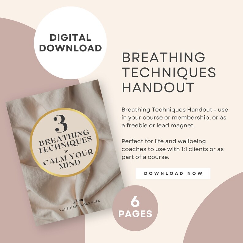 Breathing Exercises Handout, Done for You Freebie, Lead Magnet, Canva ...