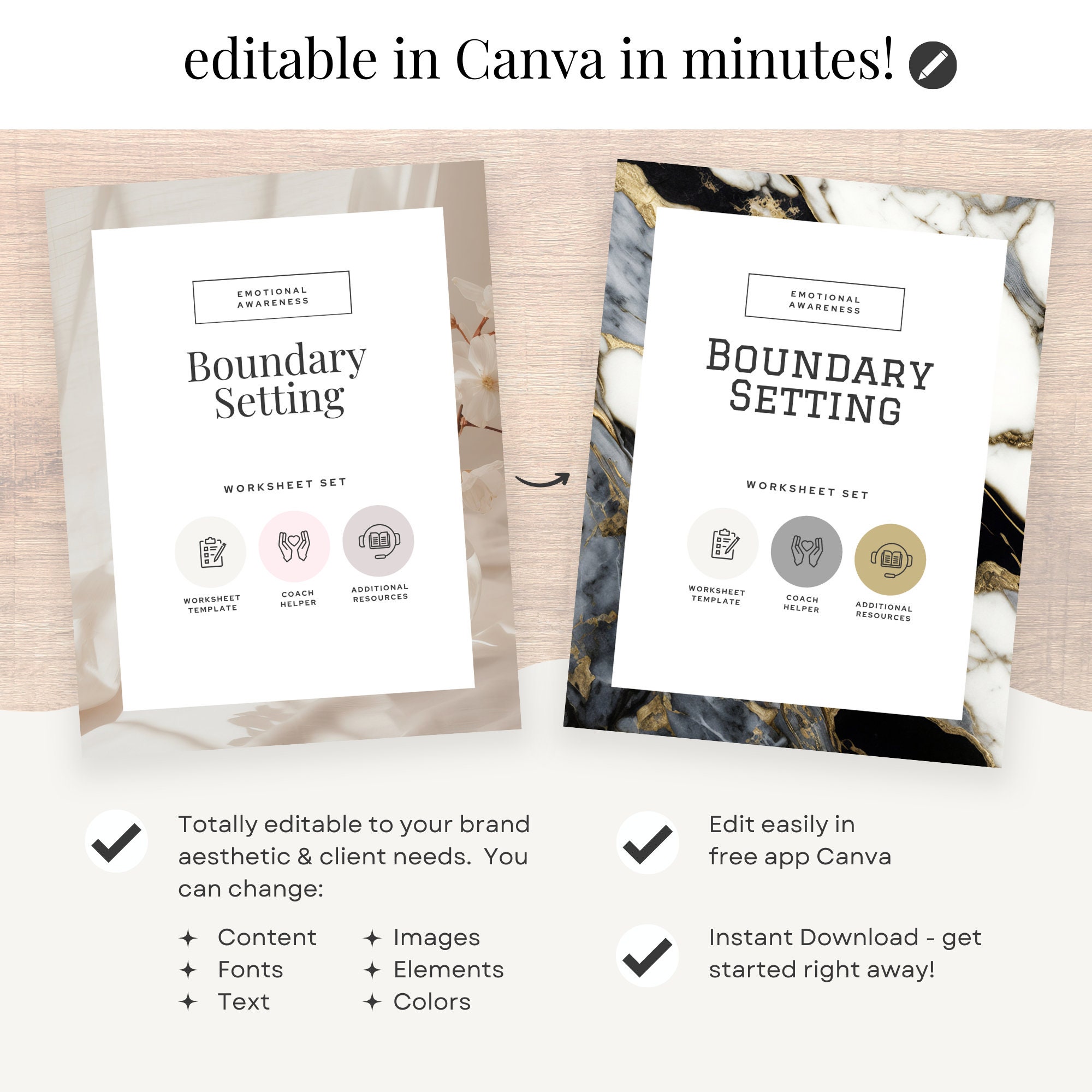 Boundary Setting Worksheet Printable Worksheets Set Canva Template Self ...