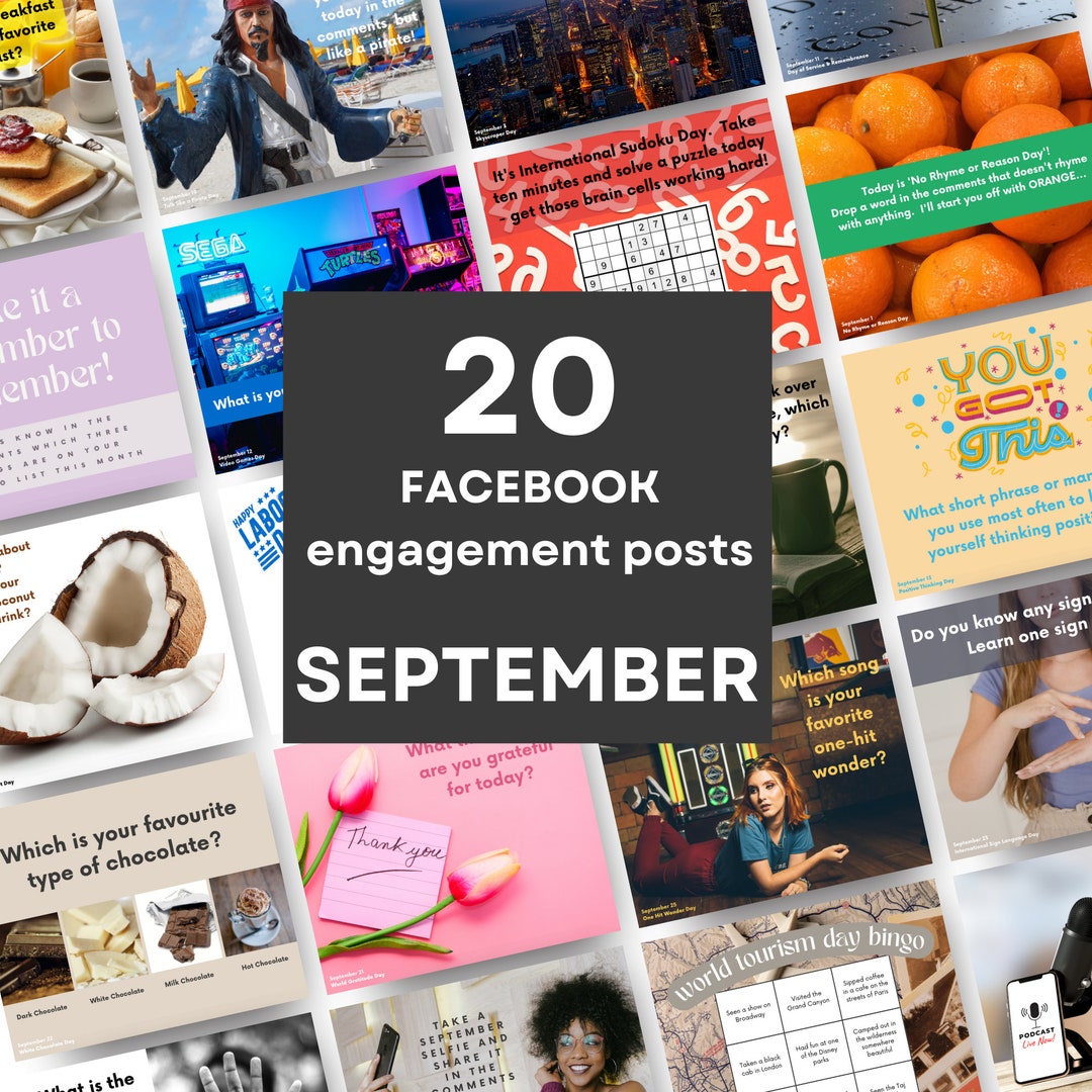 SEPTEMBER Facebook Group Engagement Posts, Membership Engagement Posts ...