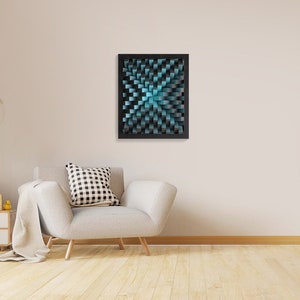 Acoustic Panel - Black Green Sound Diffuser - Large Wood Wall Art ...