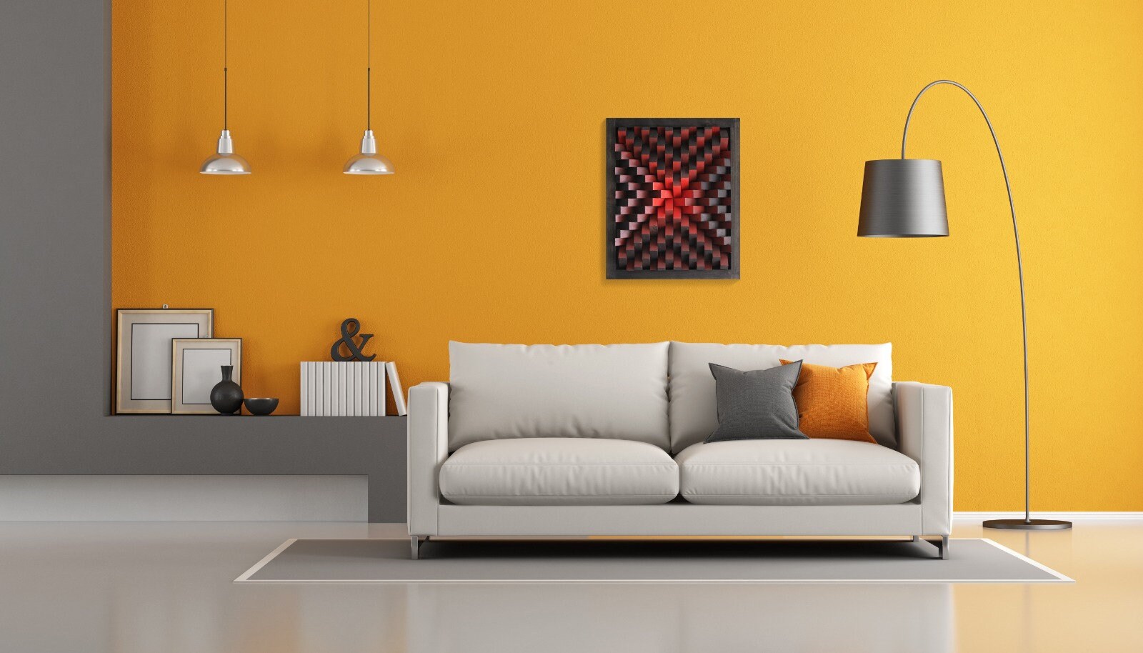 Acoustic Panel - Black Red Sound Diffuser - Large Wood Wall Art ...