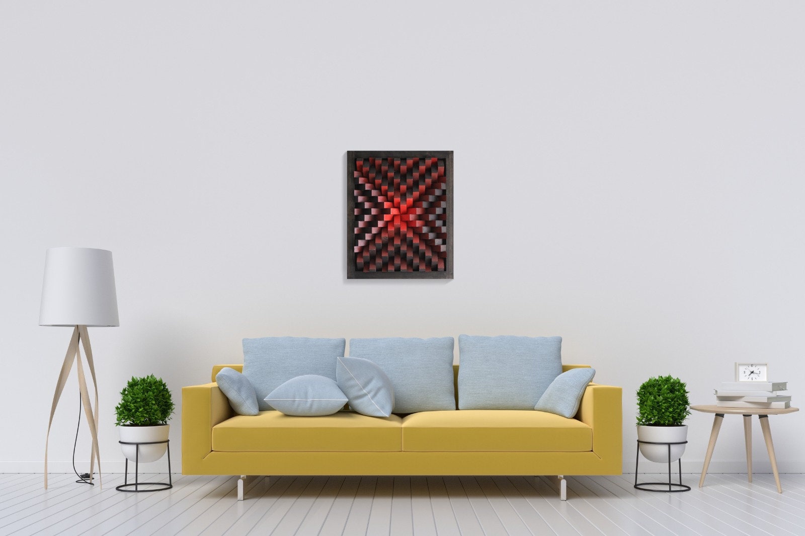 Acoustic Panel - Black Red Sound Diffuser - Large Wood Wall Art ...