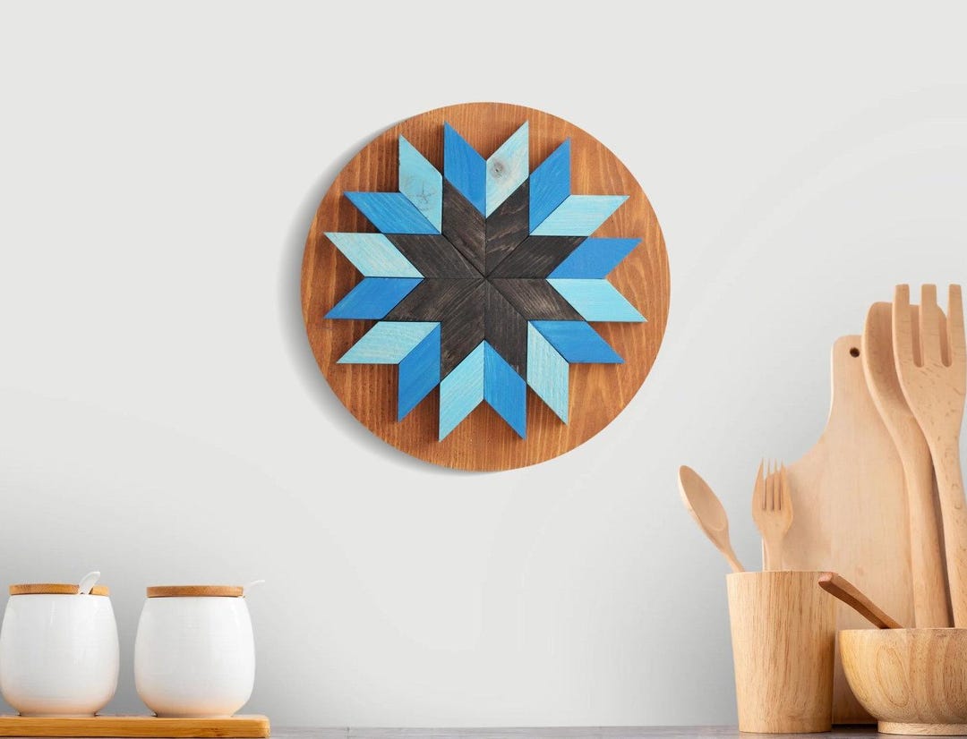 Geometric Wood Wall Art: Hand-painted Rustic Oak Decor - Etsy