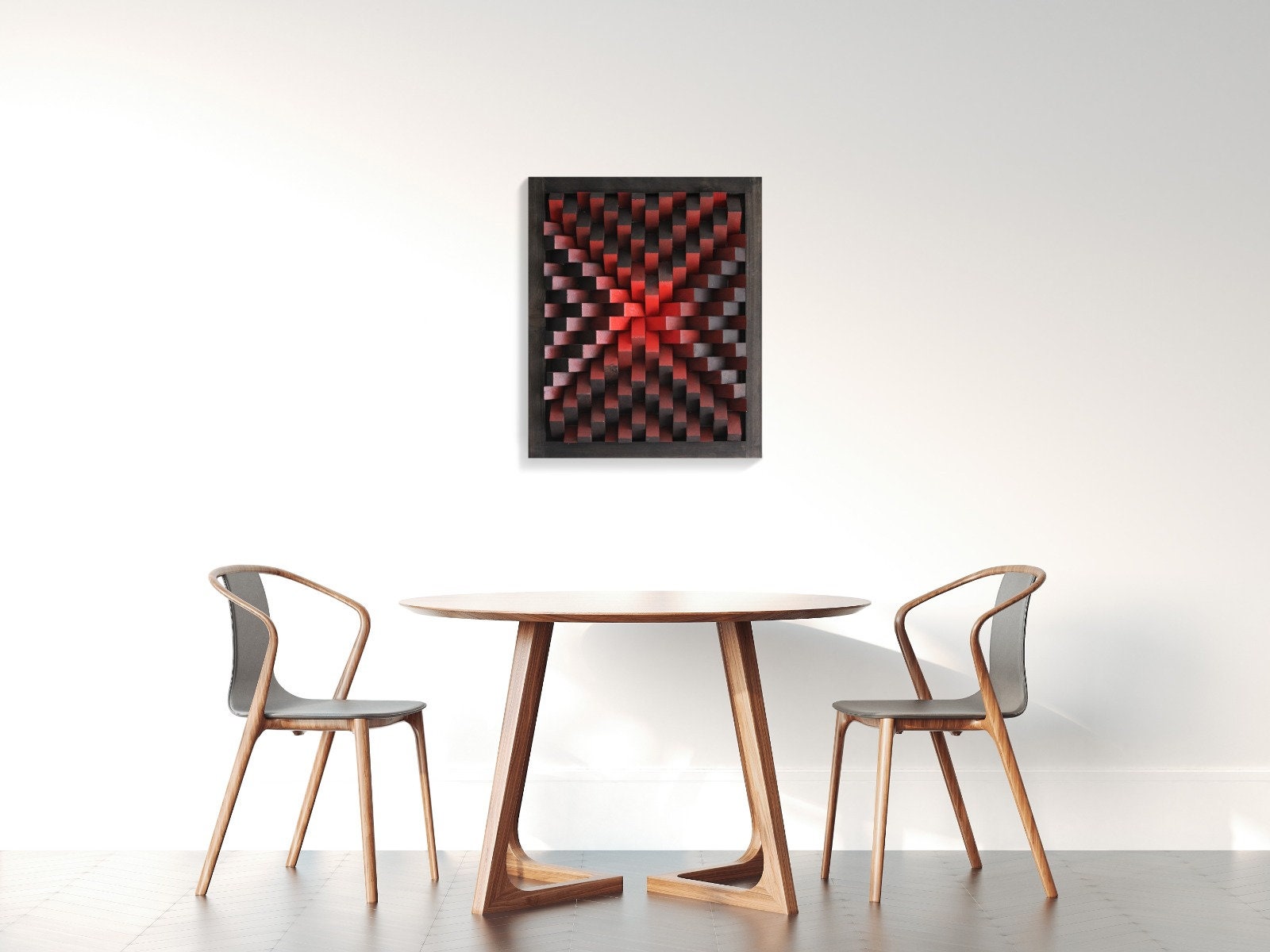 Acoustic Panel - Black Red Sound Diffuser - Large Wood Wall Art ...