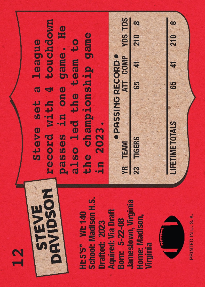 Custom Football Card Flags Design - Etsy