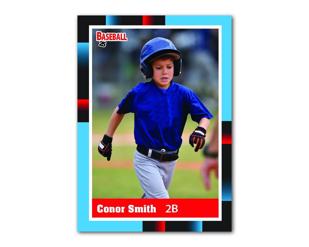 Custom Baseball Card Blue Design - Etsy