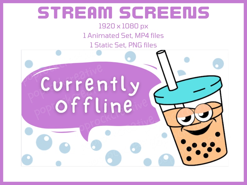 Animated Twitch Overlay Stream Screens | Bubble Tea Twitch Overlay ...