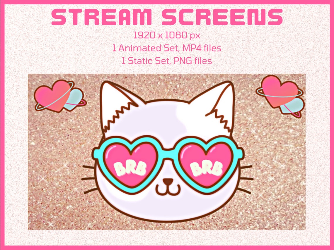 6 Pack Cat Twitch Overlay Stream Screens Twitch Overlay Animated Cat ...