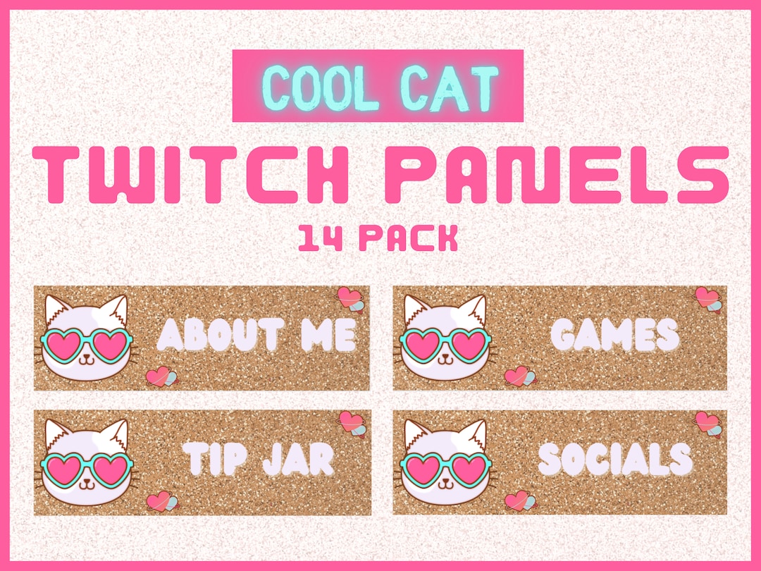 14 Pack Twitch Panels | Cat Twitch Panels | Pink Twitch Panels | Cat ...