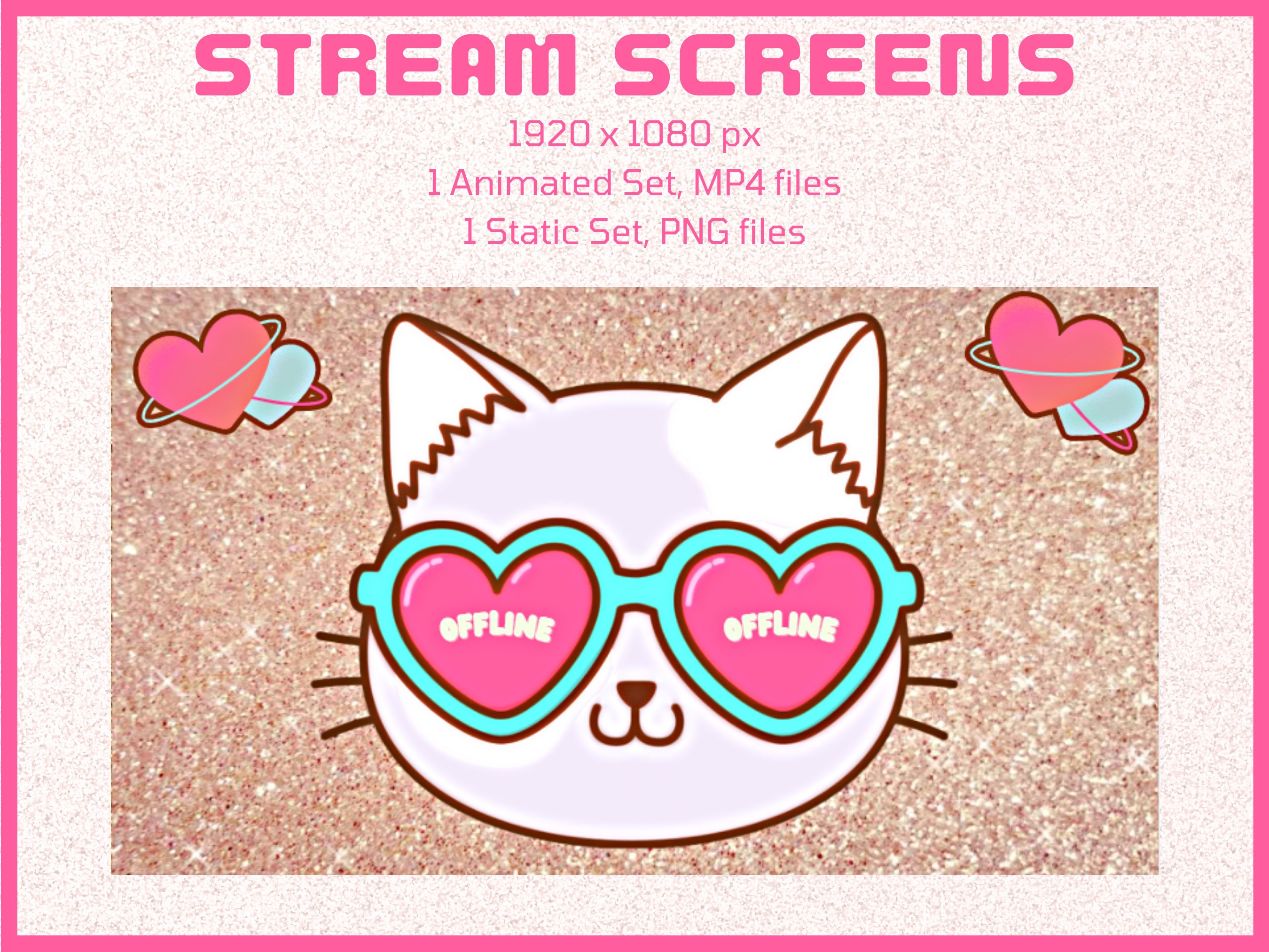 6 Pack Cat Twitch Overlay Stream Screens Twitch Overlay Animated Cat ...