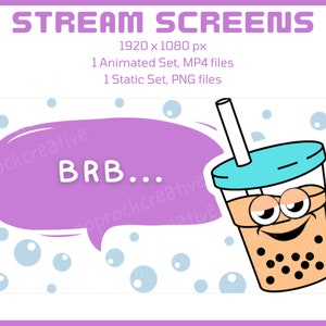 Animated Twitch Overlay Stream Screens | Bubble Tea Twitch Overlay ...